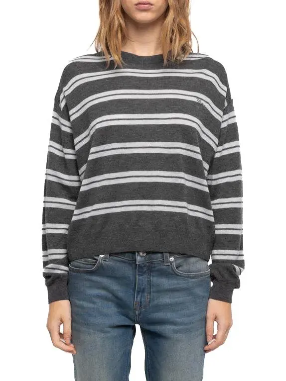 Zadig&Voltaire Swapy Stripe Cashmere Sweater - Anthracite