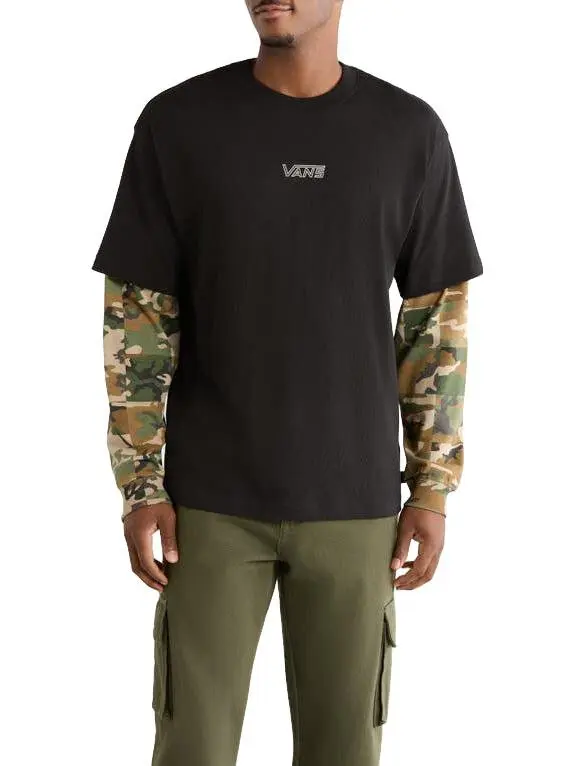 VANS Easy Living Layered Cotton Graphic T-shirt - Black