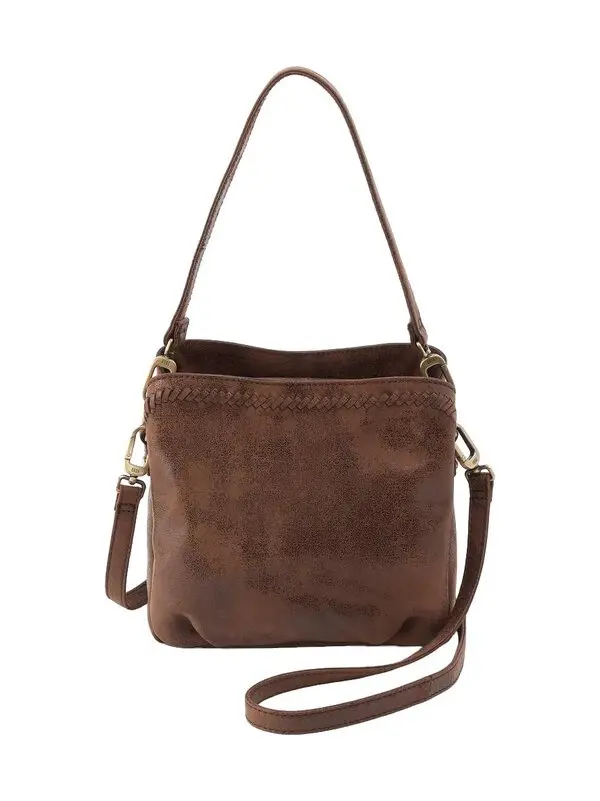 Hobo Starr Convertible Leather Shoulder Bag With Braided Trim - Mocha