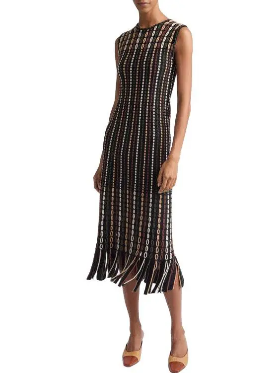 Ulla Johnson Amina Fringe Knit Midi Dress - Noctis