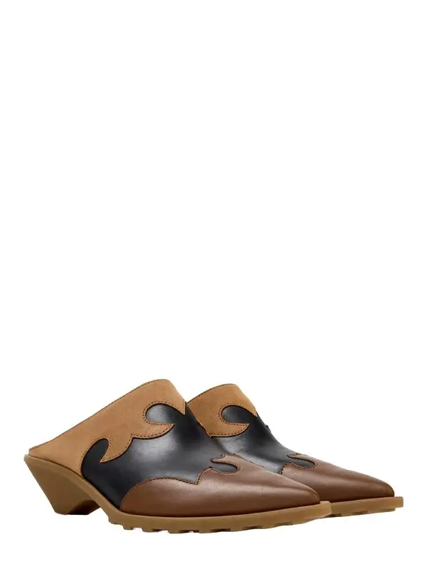 Camper Anita Leather Mule - Medium Brown