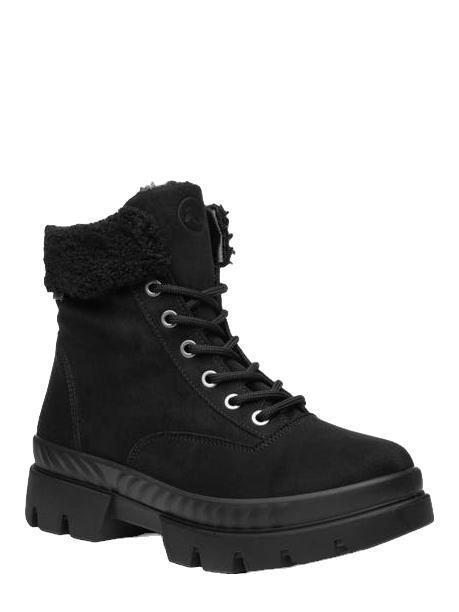 ARA Mist Bootie With Faux Shearling Collar And Lug Sole - Black