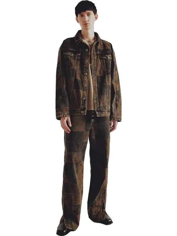 PCFG Colorblocked Denim Jacket - Brown