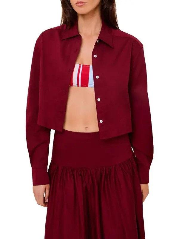 Solid & Striped Avril Cropped Shirt - Sangria