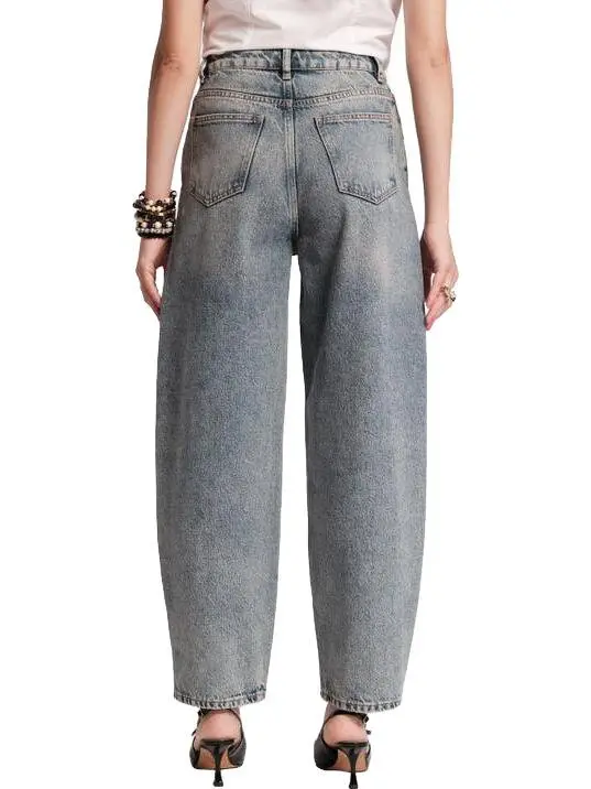 FRANCES VALENTINE Jessie Medium Rise Baggy Fit Jeans - Denim