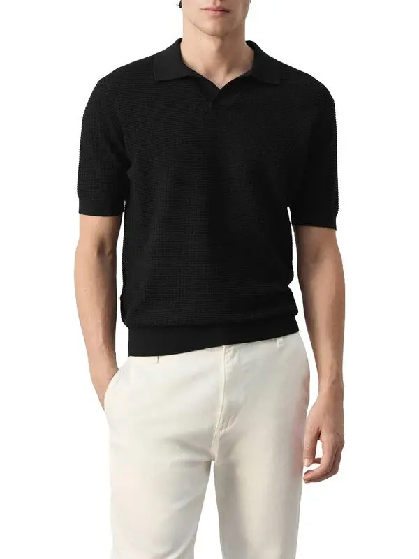 Mango Slim Fit Cotton Polo - Black