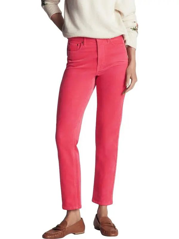 Boden High Waist Corduroy Slim Straight Leg Jeans - Cherry Blush