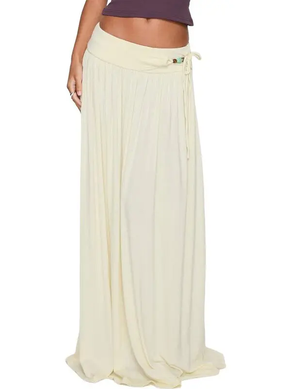 Princess Polly Velvet Storm Maxi Skirt - Cream