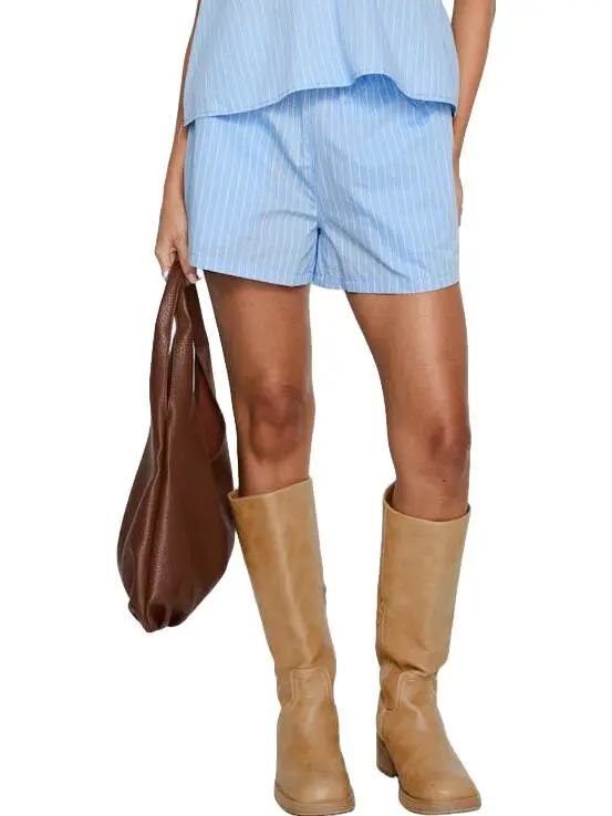 Princess Polly Carambola Striped Mid Rise Shorts - Blue