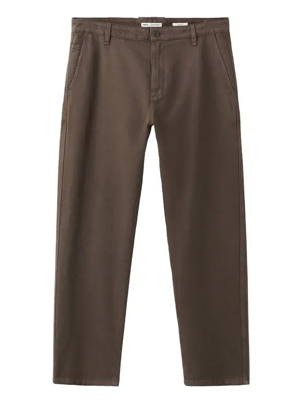 Mango Relaxed Fit Cotton & Linen Jeans - Brown