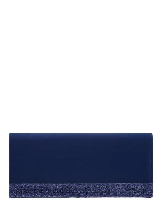Nina Aurella Crystal Trim Clutch - Navy