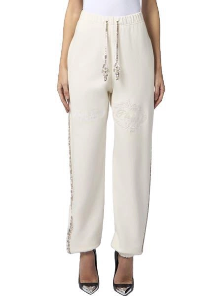 Philipp Plein Embellished Fleece Joggers - Offwhite
