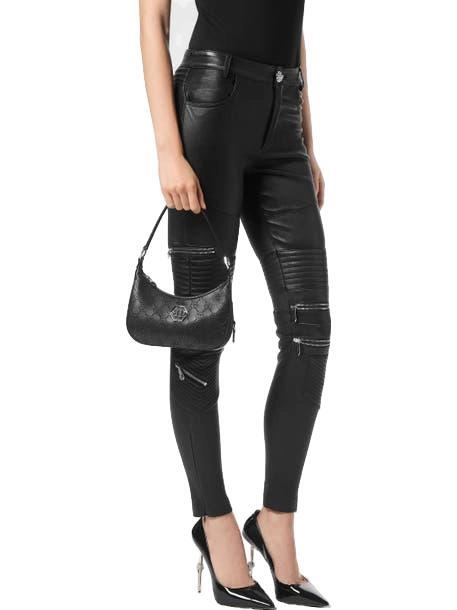 Philipp Plein Monogram Rhinestone Shoulder Bag - Black/black