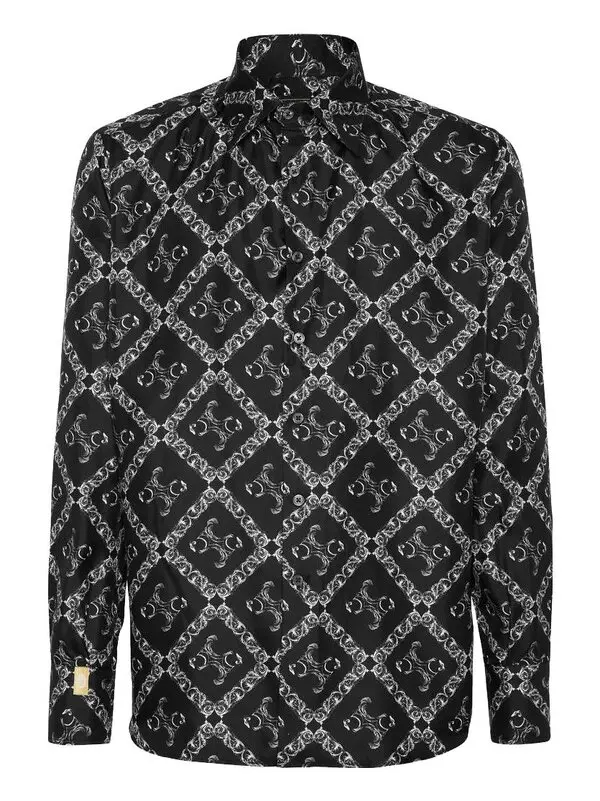 BILLIONAIRE Silk Gold Cut Shirt Bb Monogram - Black