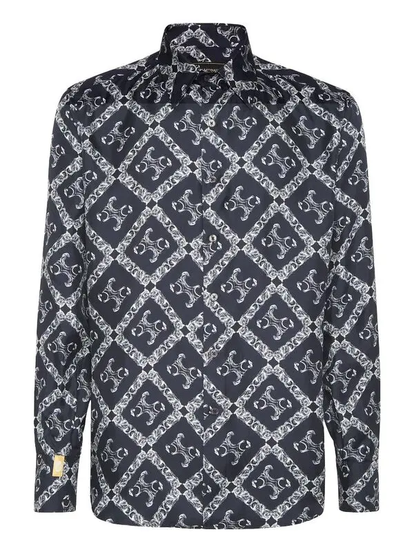 BILLIONAIRE Silk Gold Cut Shirt Bb Monogram - Navy
