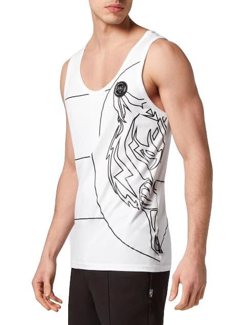 PLEIN SPORT Tiger Graphic Tank Top - White/black