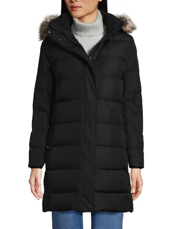LANDS' END Petite 600 Fill Power Down Puffer Coat - Black