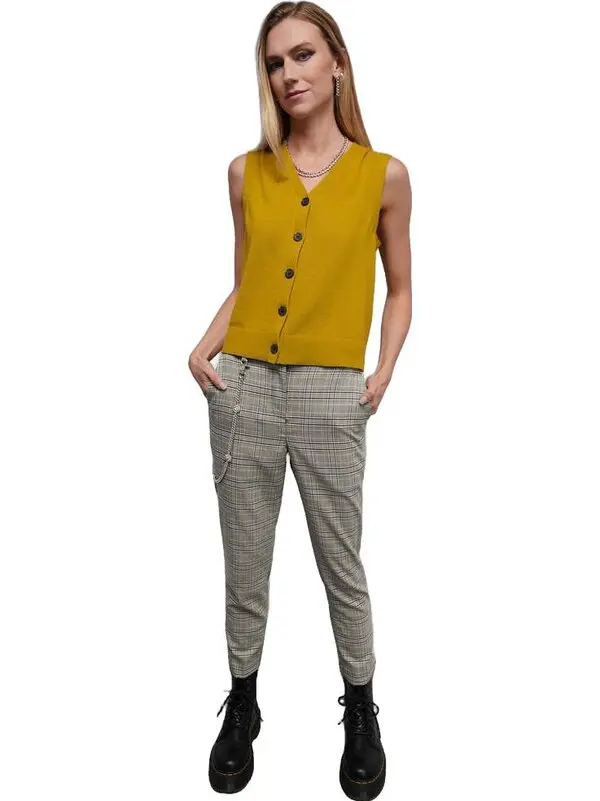 WILDFANG Plaid Slim Crop Pant - Mocha