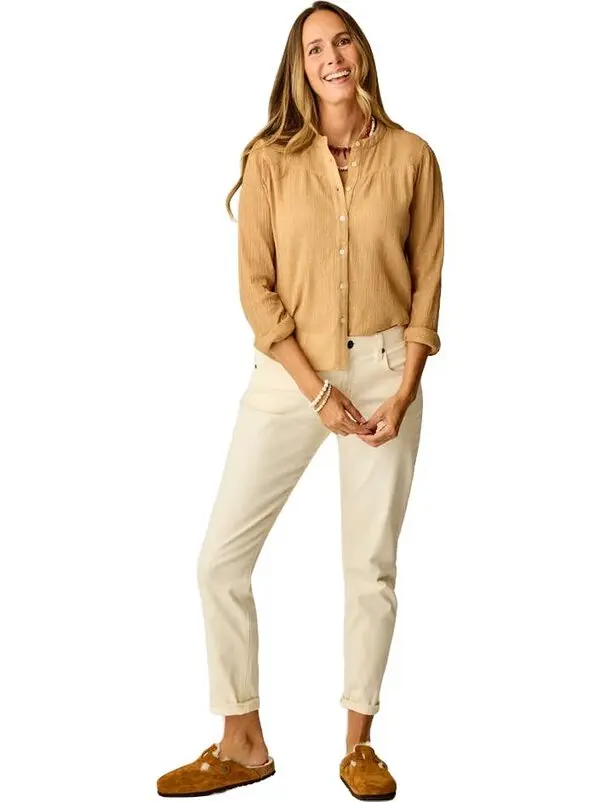 Carve Designs Tatum Gauze Top - Camel Lurex