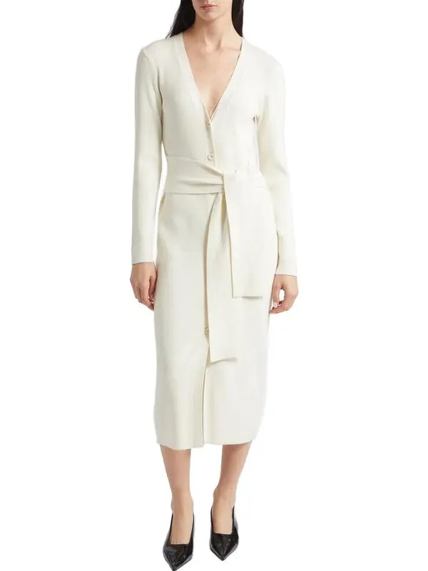 TOCCIN Tocca Lara Long Sleeve Cardigan Dress - Ivory