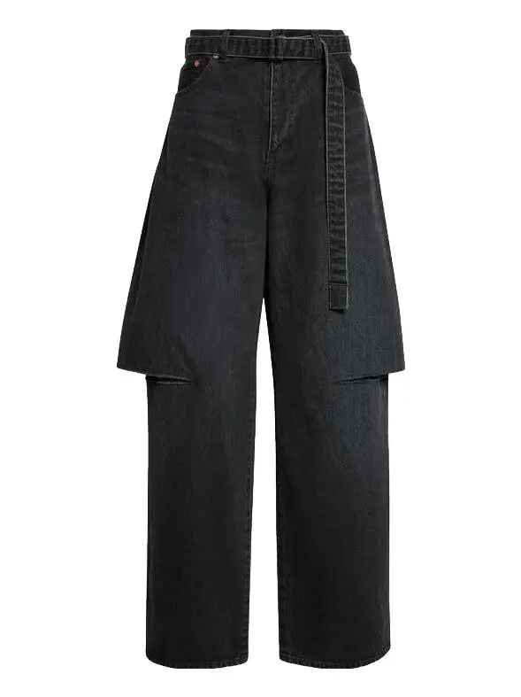 Sacai Sliced Belted Denim Jeans - Black