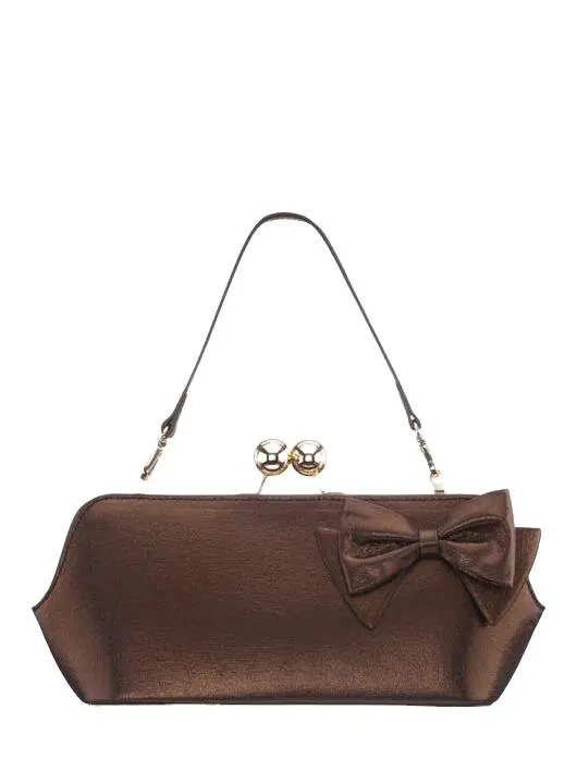 Nina Kenji Bow Frame Clutch - Bronze