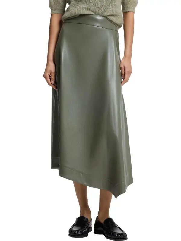 BOSS Ventara Faux Leather Asymmetrical Hem Midi Skirt - Tea Leaf