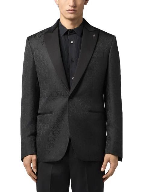 BILLIONAIRE Jacquard Brocade Blazer - Black