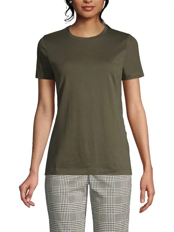 LANDS' END Supima Cotton Crewneck T-shirt - Forest Moss