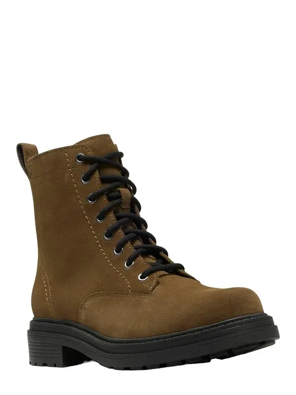 Clarks Orinoco 3 Lane Leather Lace-up Boot With Lug Sole - Olive Suede