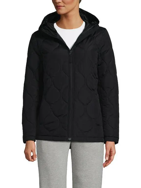 LANDS' END Tall Feather-free Quilted Insulated Jacket With Hood - Black