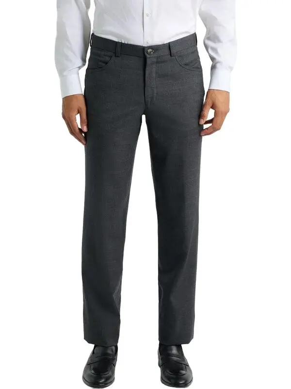 JACK VICTOR Sage Melange Stretch Wool Pants - Grey