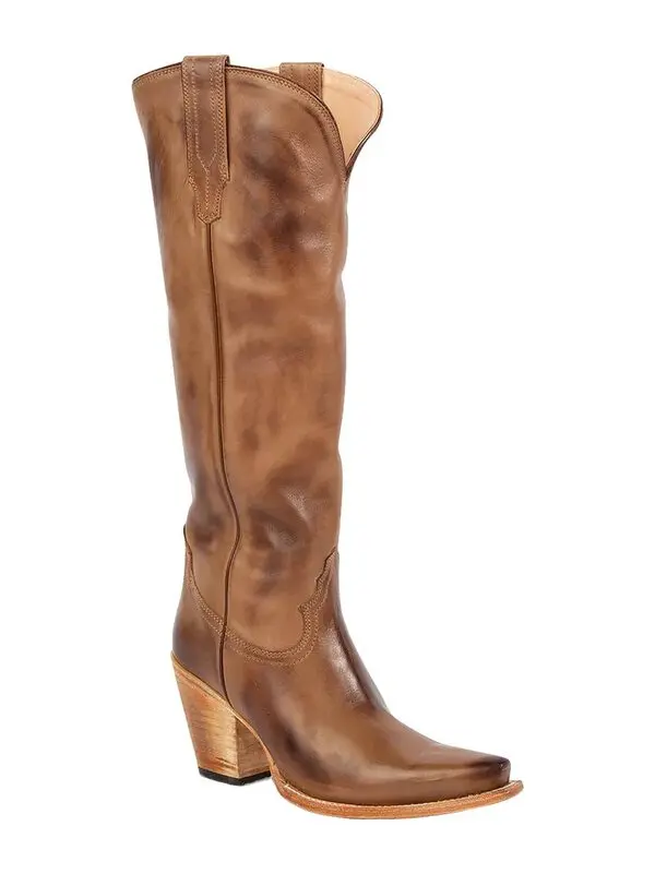 FREEBIRD Thunderbird Knee High Leather Western Boots - Beige