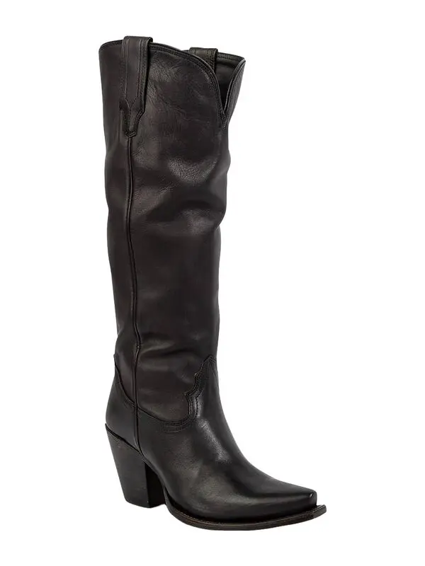 FREEBIRD Thunderbird Knee High Leather Western Boots - Black