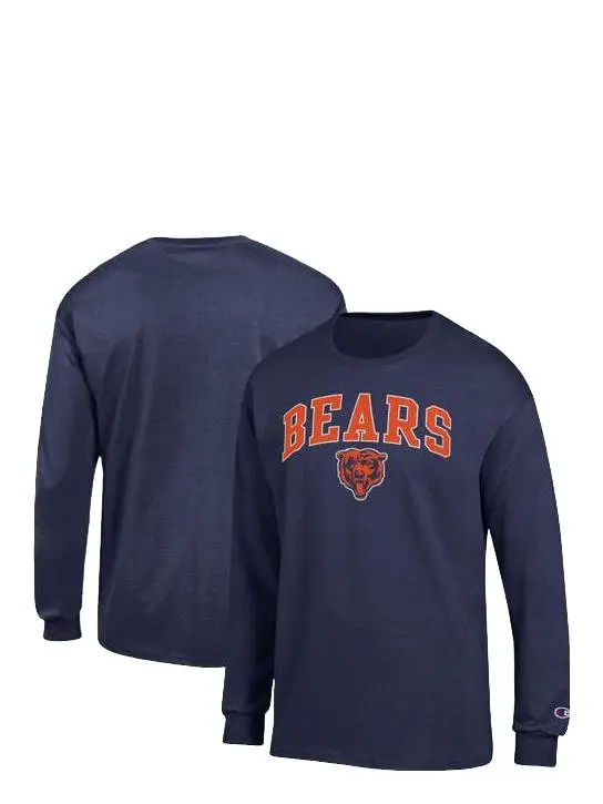 Champion Chicago Bears Arch Over Logo Long Sleeve T-shirt - Navy