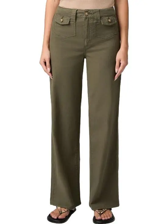 Paige Vanessa Flap Pocket High Waist Wide Leg Jeans - Vintage Forester Green