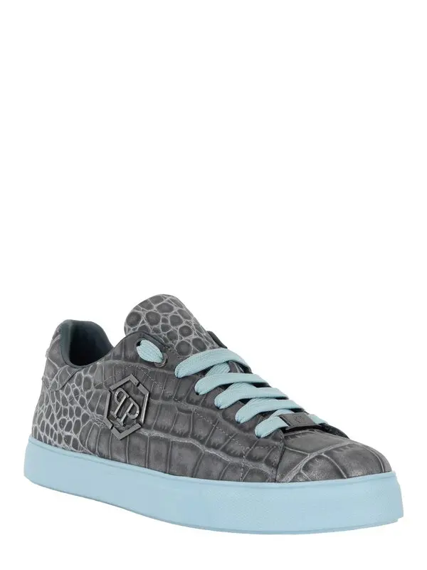 Philipp Plein Croc Effect Leather Low-top Sneakers - Middleblue