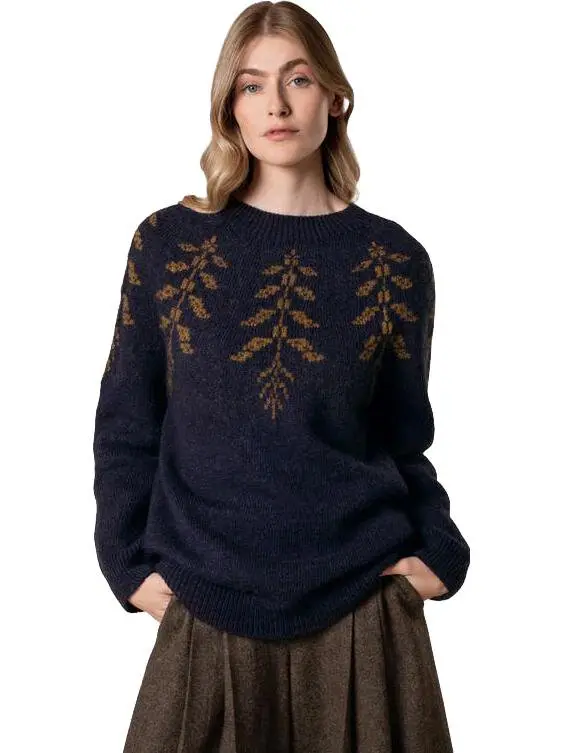 CELTIC & CO. Botanical Fair Isle Sweater - Navy/olive