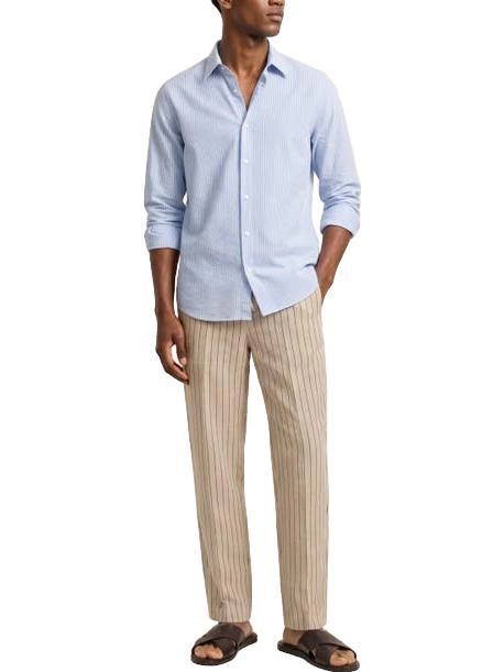 Orlebar Brown Relaxed Fit Striped Linen Trousers - Latte/night Iris