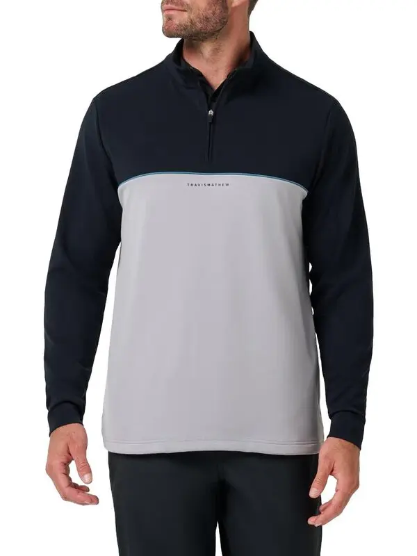 Travis Mathew Fibercloud Colorblocked Quarter Zip Pullover - Black