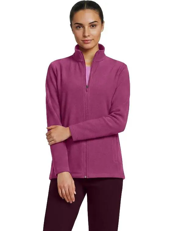 LANDS' END Anyweather Fleece Full Zip Jacket - Light Raspberry/burgundy