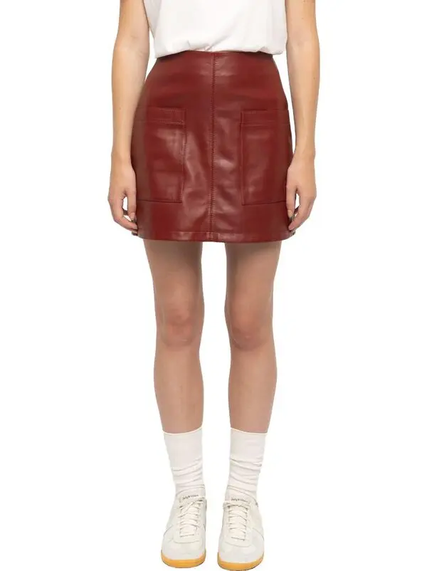 Zadig&Voltaire Jaime Leather Miniskirt - Cherry