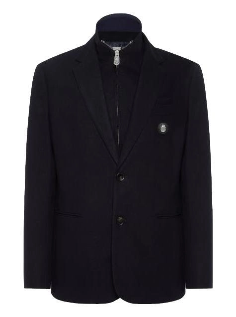 BILLIONAIRE Woolen Travel Hood Blazer - Navy