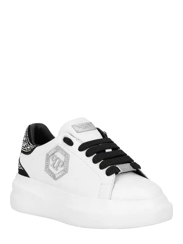Philipp Plein Megastar Strass Embellished Low-top Sneakers - White/black
