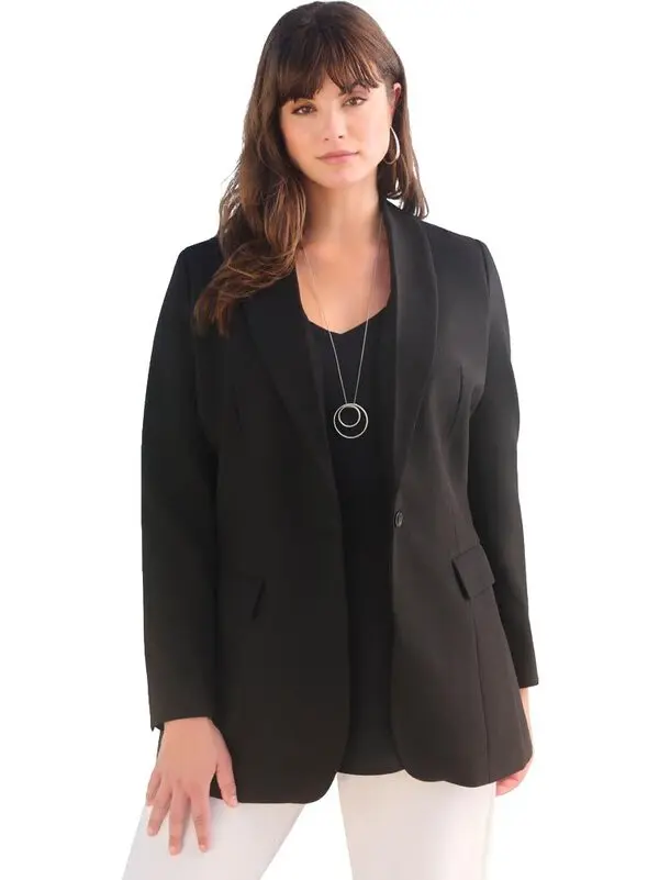Roaman's Shawl Collar Blazer - Black