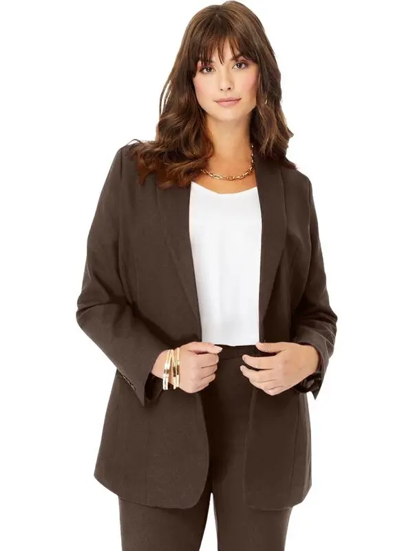 Roaman's Shawl Collar Blazer - Chocolate