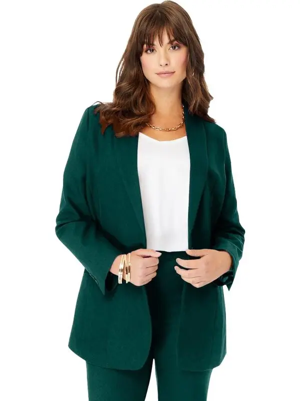 Roaman's Shawl Collar Blazer - Emerald Green