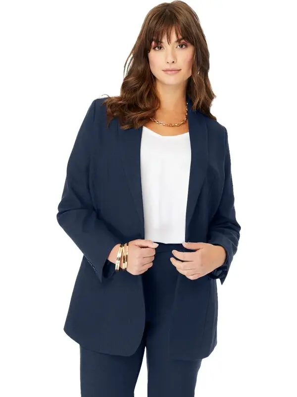 Roaman's Shawl Collar Blazer - Navy
