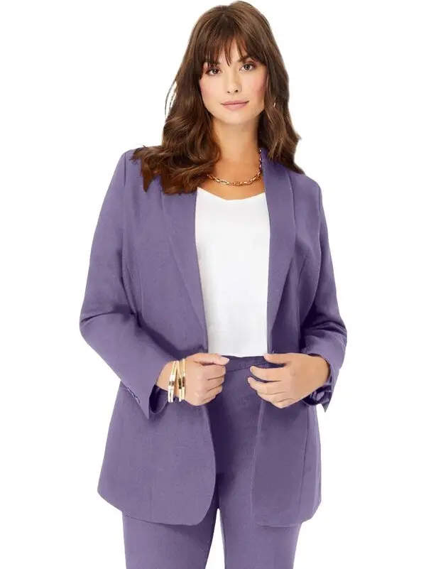 Roaman's Shawl Collar Blazer - Soft Grape