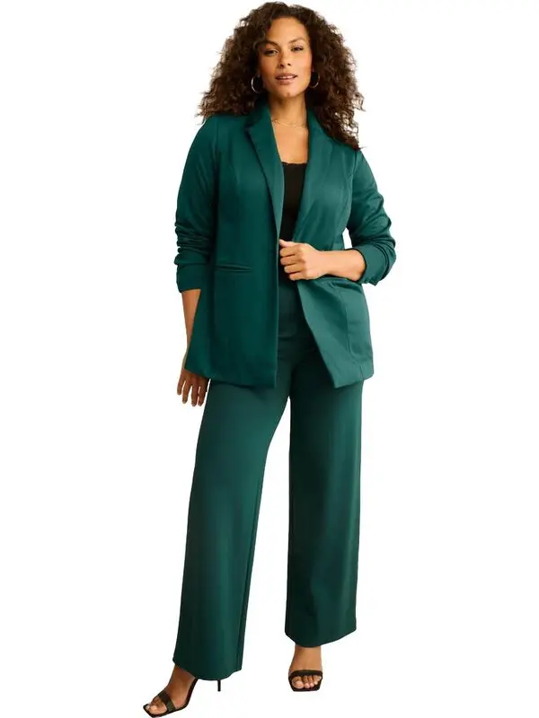Roaman's Comfort Stretch Ponte Blazer - Emerald Green